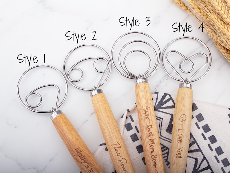 Personalized Wood Whisk, Engraved Danish Dough Whisk, Custom Sourdough ...