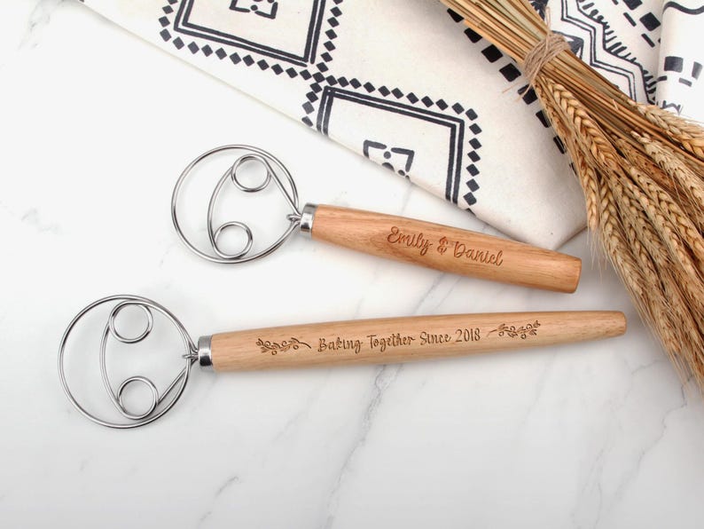 Personalized Wood Whisk, Engraved Danish Dough Whisk, Custom Sourdough ...