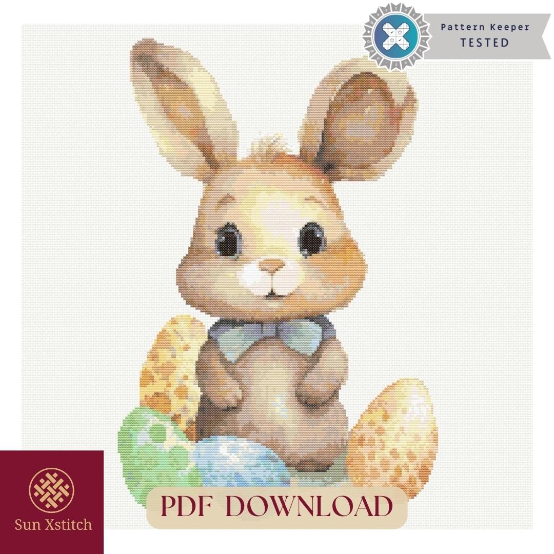 Easter Cross Stitch Pattern. PDF Download. Pattern Keeper Compatible. Needlepoint Chart. Bowtie ...