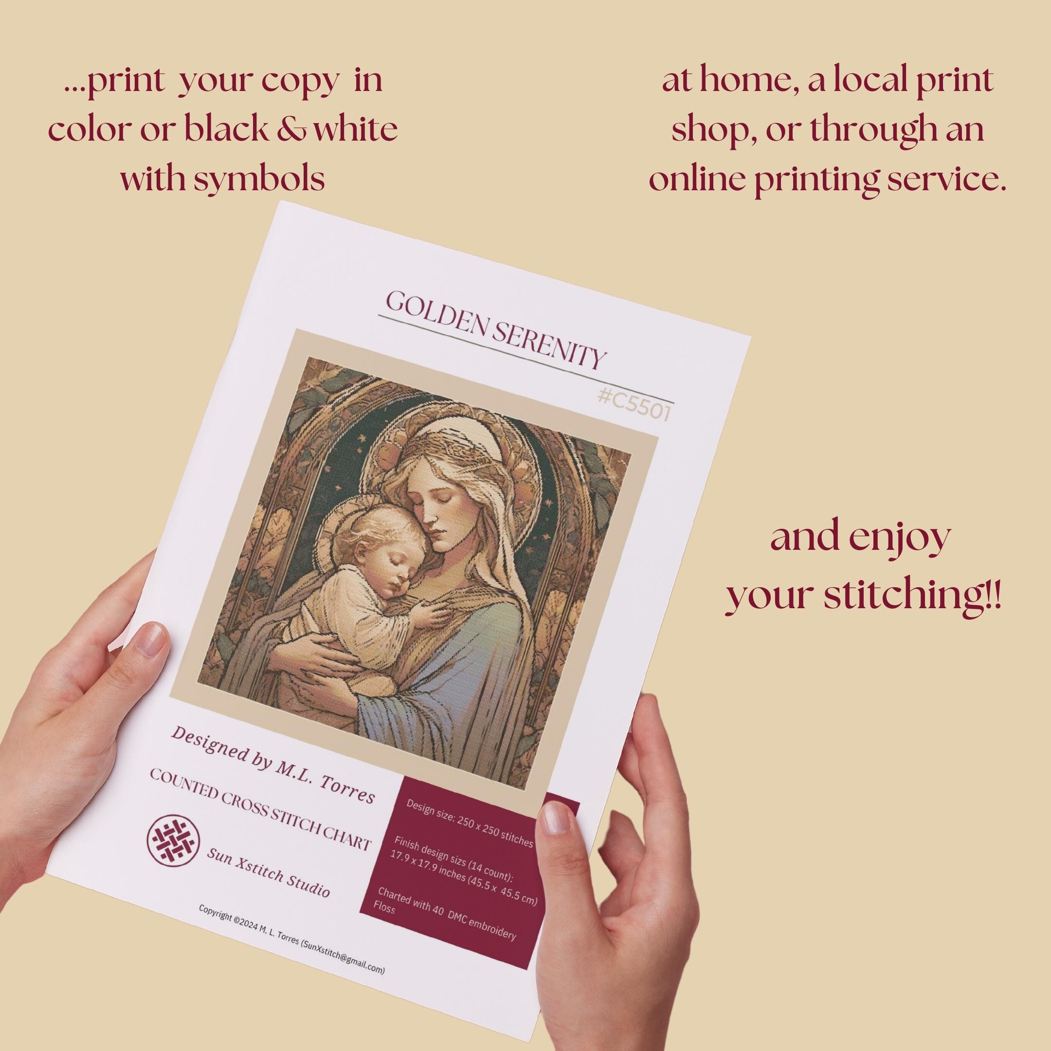 Virgin Mary and Child Cross Stitch Pattern: Art Nouveau Golden Serenity ...