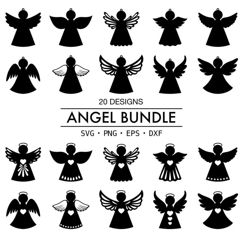 Christmas Angel Ornament SVG Bundle | 20 Laser Cut Angel Designs ...