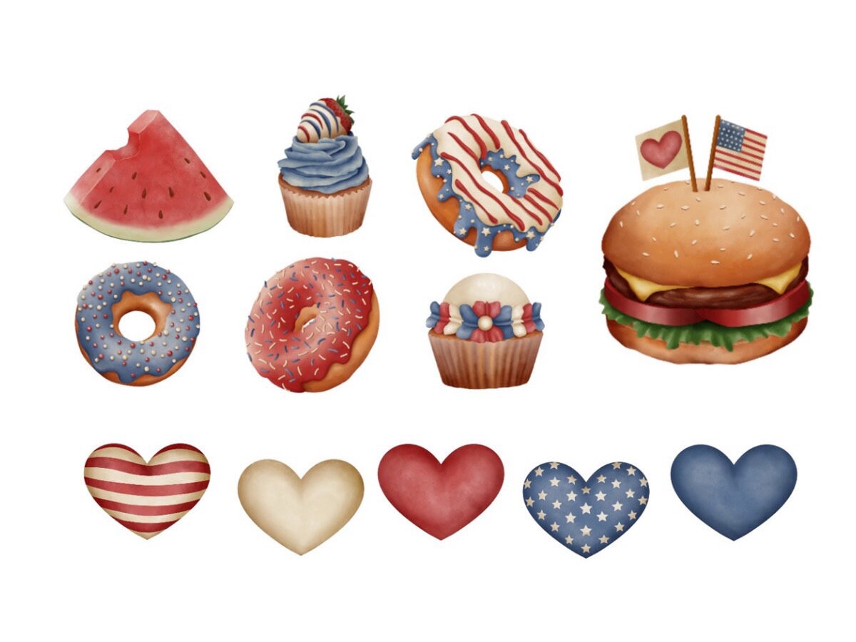 35 PNG Patriotic Clipart, Watercolor Independence Day Clipart, 4th of ...