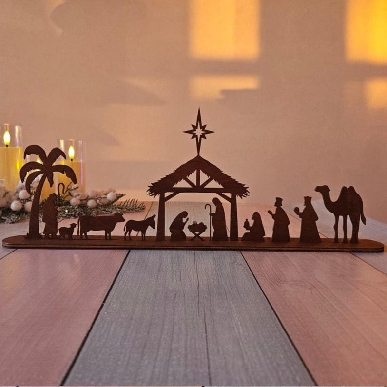Nativity Scene SVG Laser Cut File | Christmas Glowforge Template ...