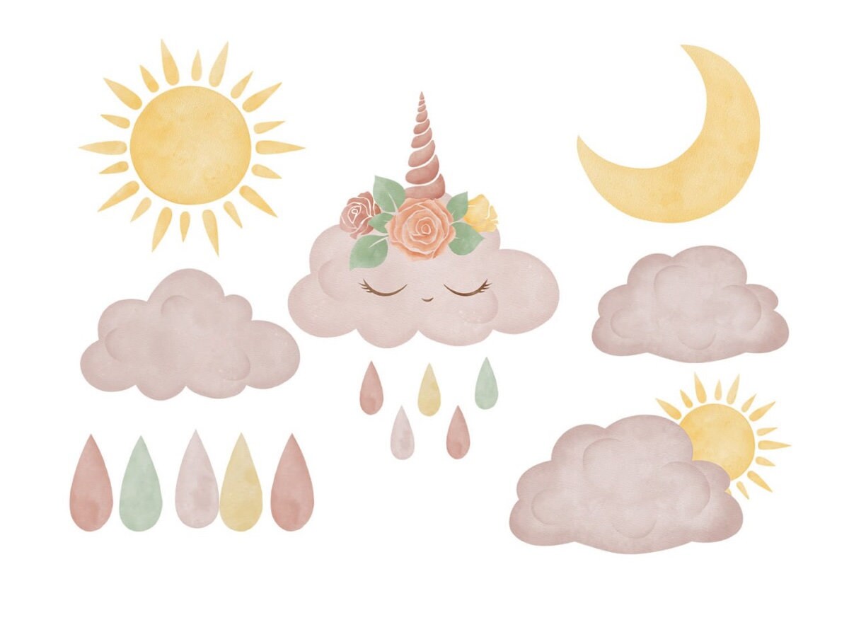 Rainbow Watercolor Floral Boho Clipart. 51 Neutral Watercolor PNG Files ...