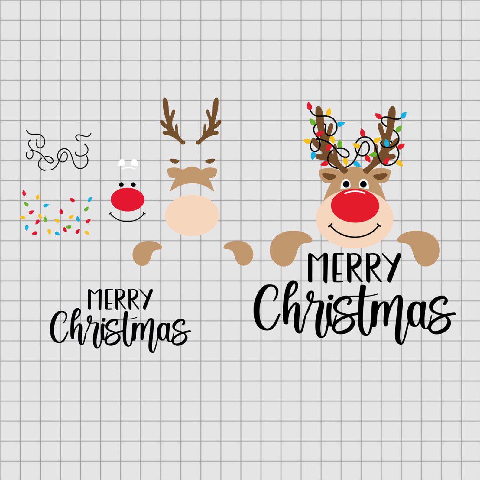 Deer With Christmas Lights Svg Png Dxf Eps | Christmas Deer Face for ...