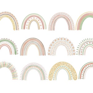 Children's Rainbow Watercolor Floral Boho Clipart. 51 Neutral ...