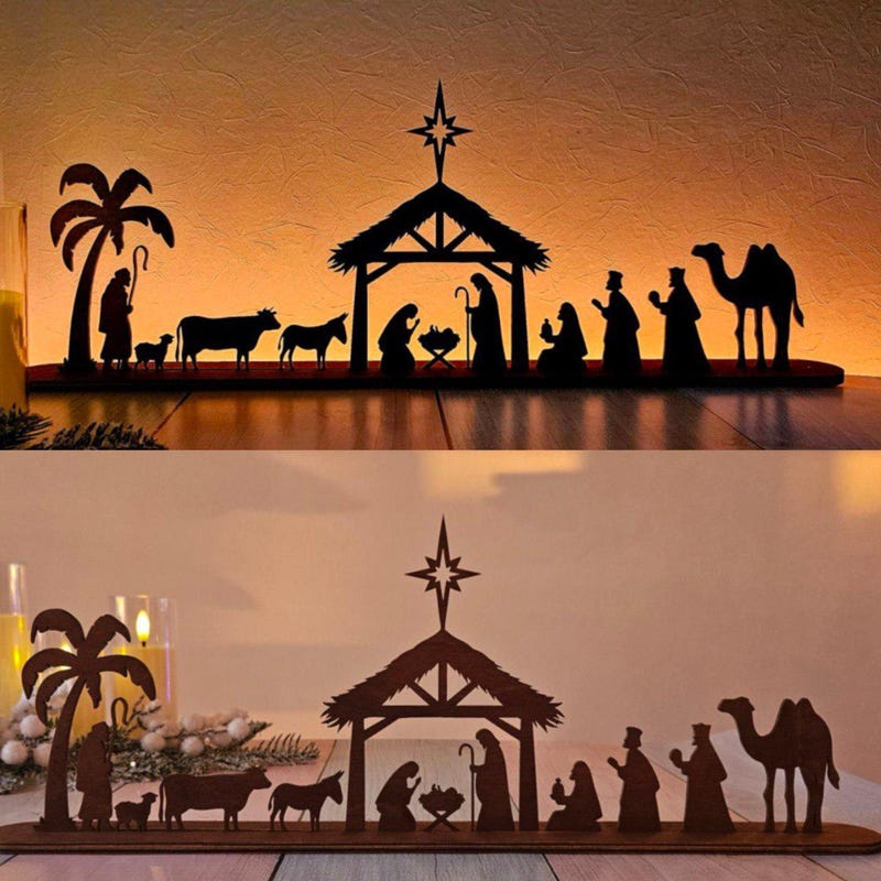 Wooden Nativity Scene 3d - Etsy