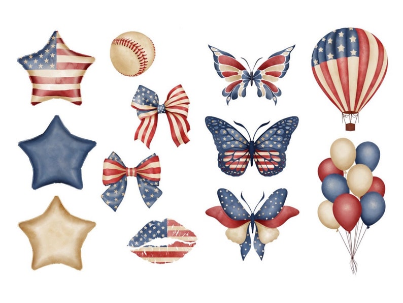 35 PNG Patriotic Clipart, Watercolor Independence Day Clipart, 4th of ...