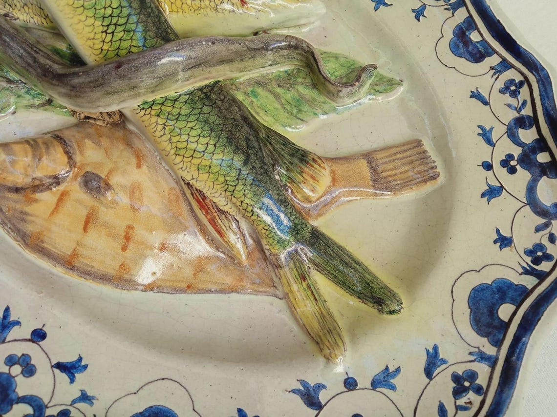 Palissy - Majolica French. plate large _ high quality dish. Léon Brard ...