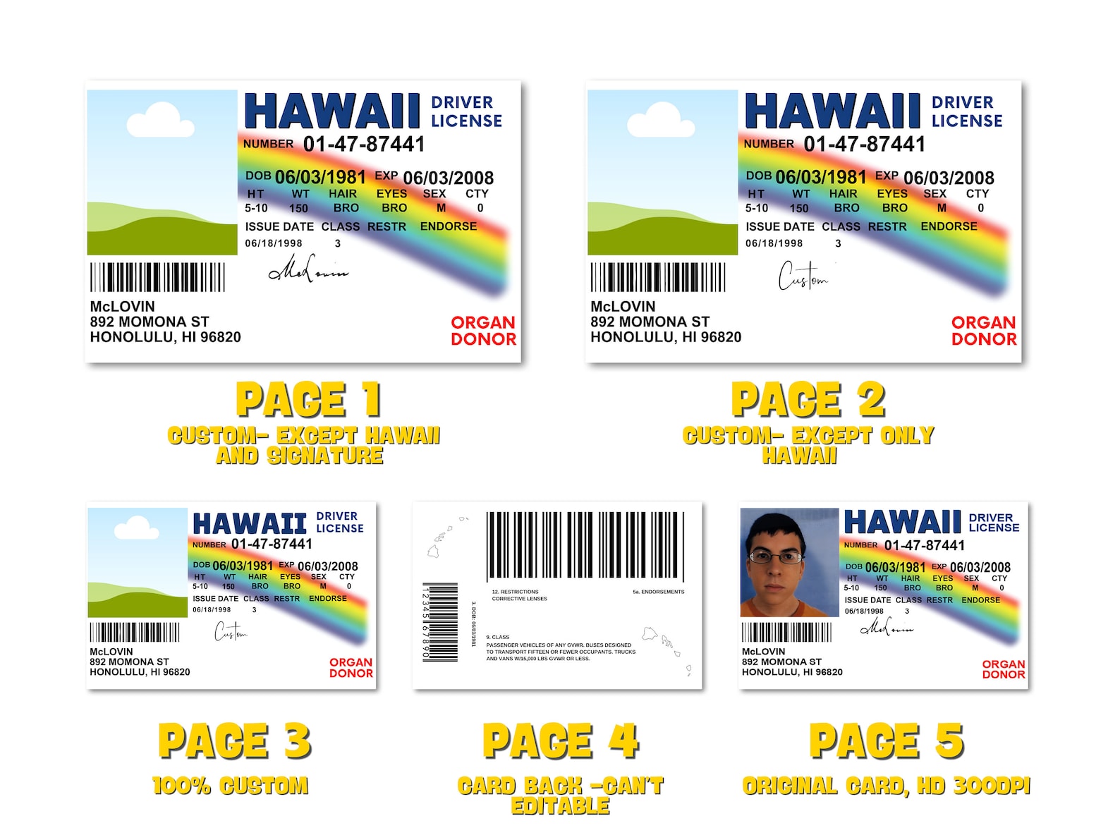 100% PERSONALIZED Mc Lovin ID Card | Custom SUPERBAD Mclovin Id Card ...