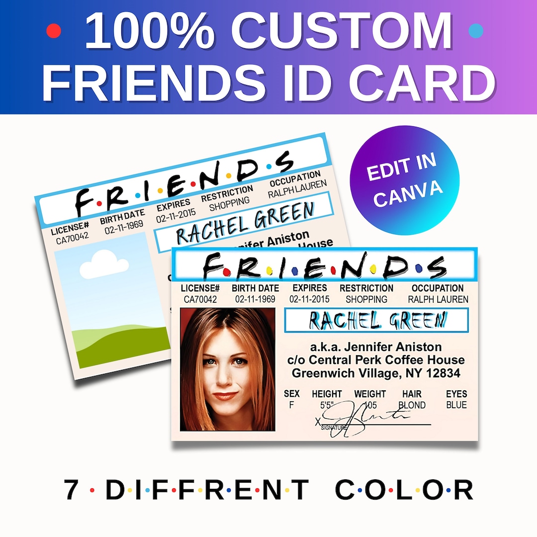 100% PERSONALIZED Friends ID Card Custom Friends Id Card Card for Group ...