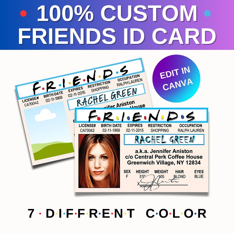 100% PERSONALIZED Friends ID Card Custom Friends Id Card Card for Group ...