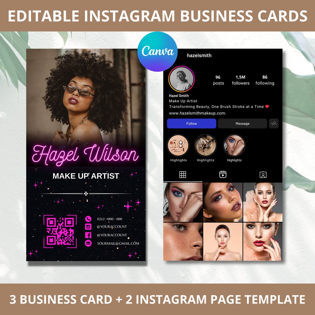 3 2 Instagram Business Cards, Editable Business Cards Template, Loyalty ...