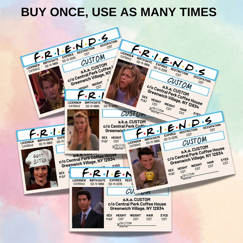 100% PERSONALIZED Friends ID Card Custom Friends Id Card Card for Group ...