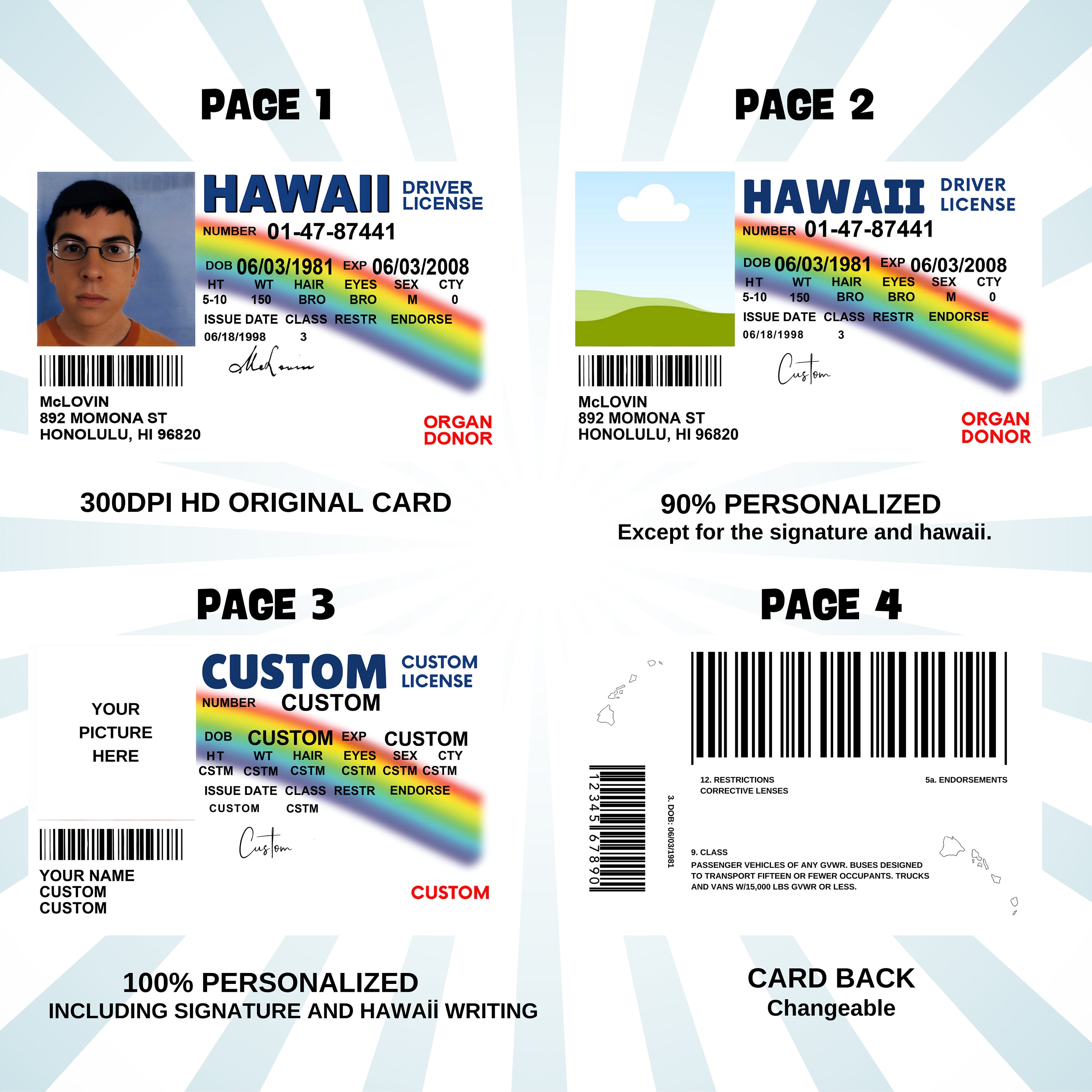 100% PERSONALIZED Mc Lovin ID Custom SUPERBAD Mclovin Id Card Mclovin ...