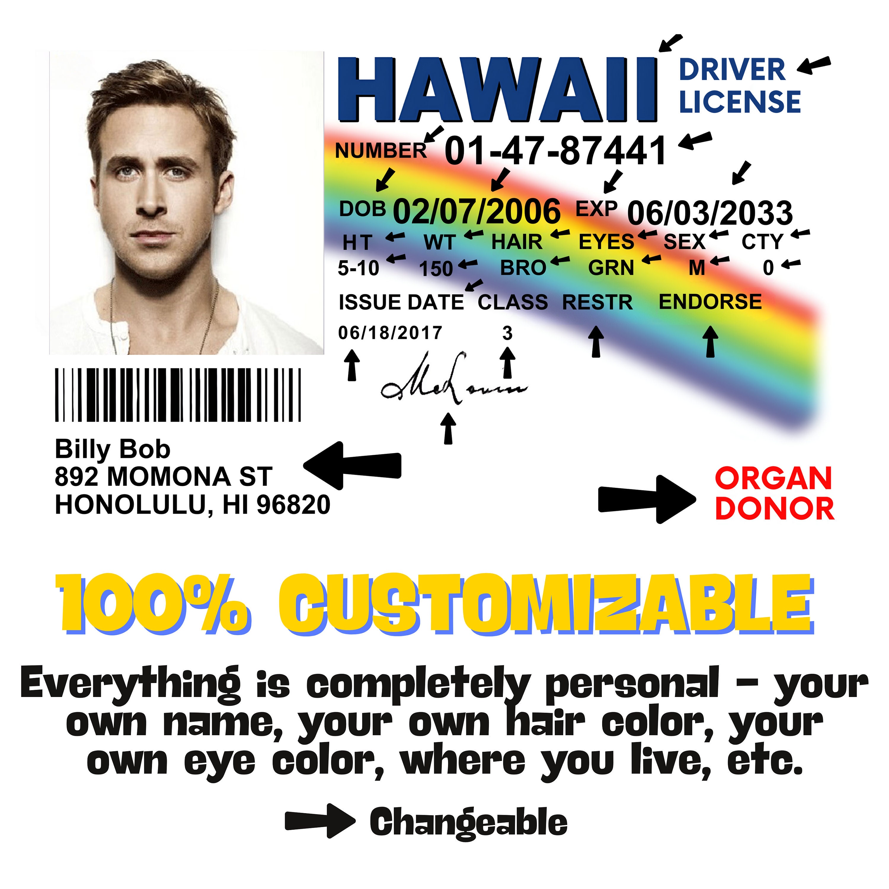 100% PERSONALIZED Mc Lovin ID Custom SUPERBAD Mclovin Id Card Mclovin ...
