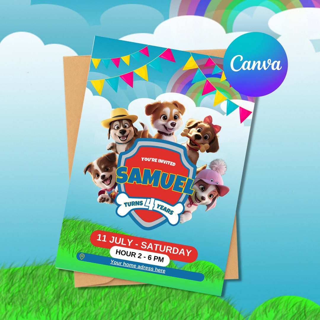 Editable Birthday Party Card Printable Birthday Card Invitation Canva ...