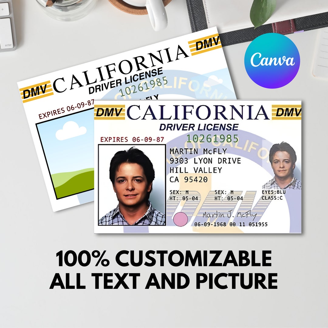 100% PERSONALIZED Mcfly ID CARD Martin Mcfly Drivers License Back to ...