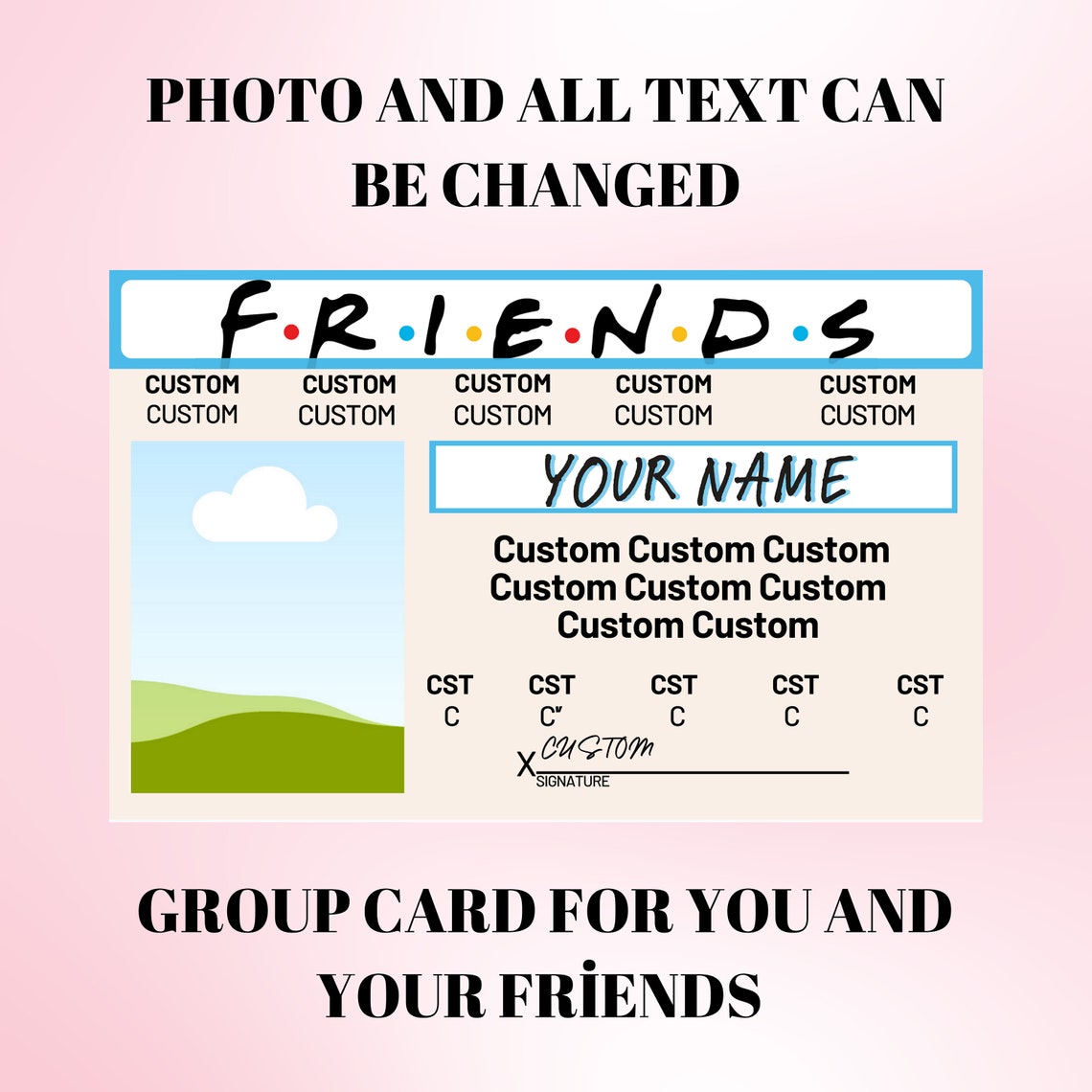 100% PERSONALIZED Friends ID Card Custom Friends Id Card Card for Group ...