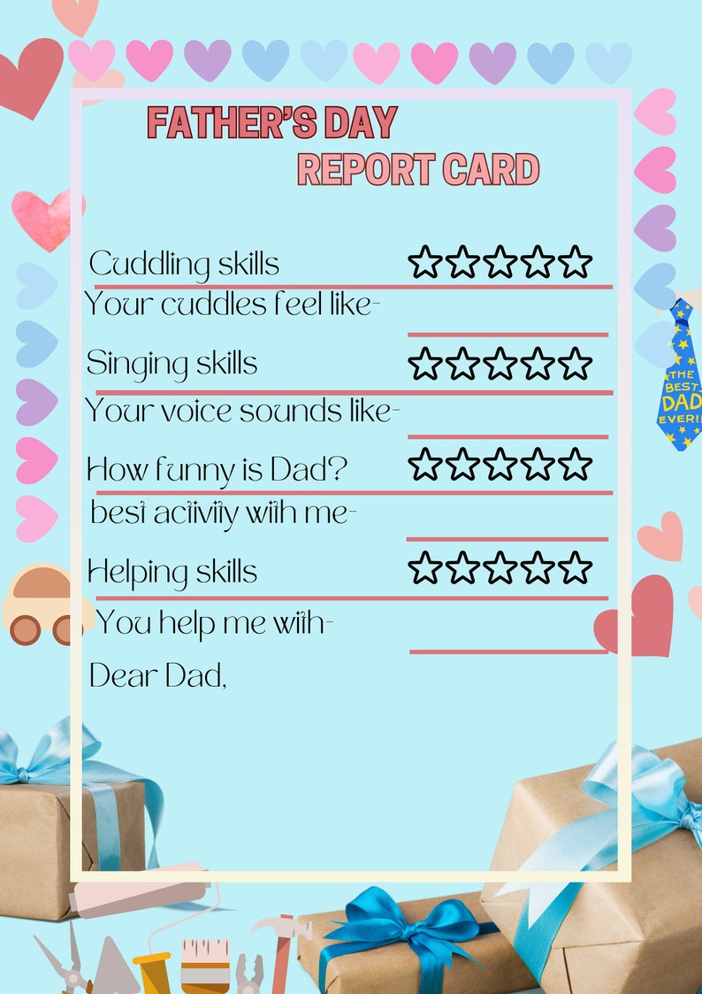 Celebrate Dad With This Heartfelt Digital Father’s Day Report Card! - Etsy