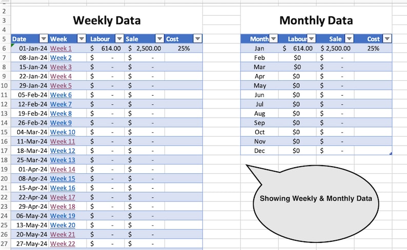 Employee Time and Wage Tracker Excel Spreadsheet - Simple, Easy ...