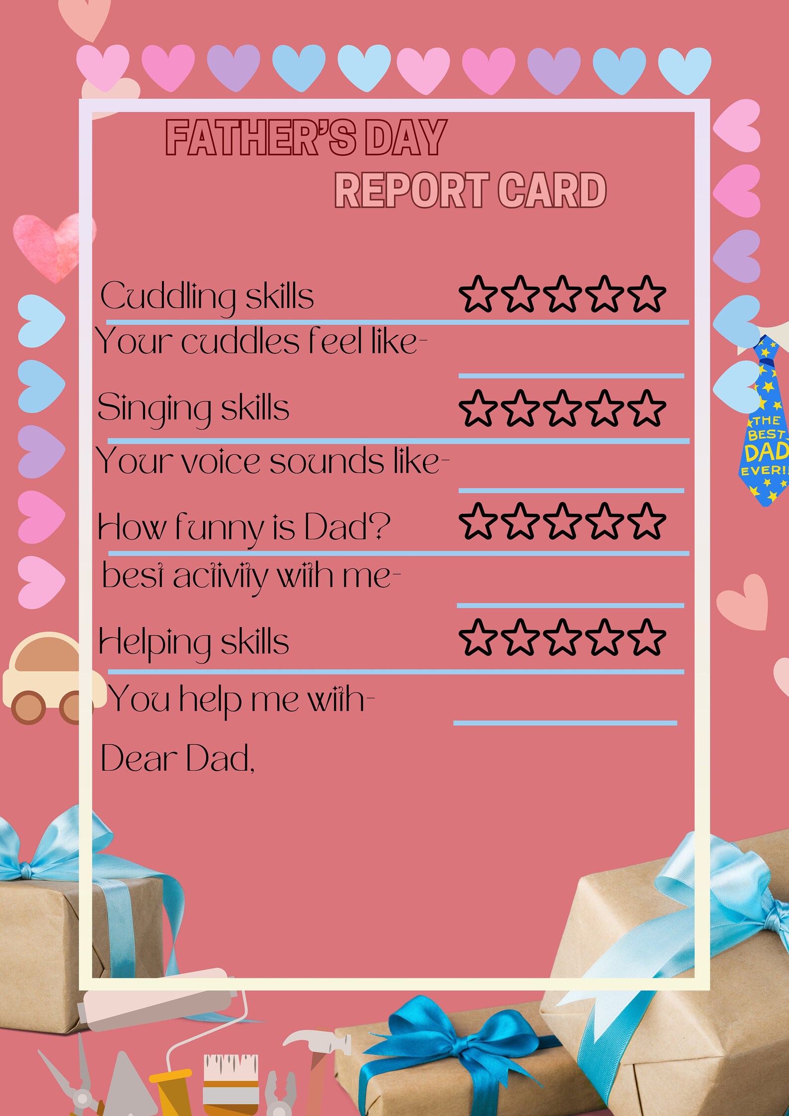 Celebrate Dad With This Heartfelt Digital Father’s Day Report Card! - Etsy