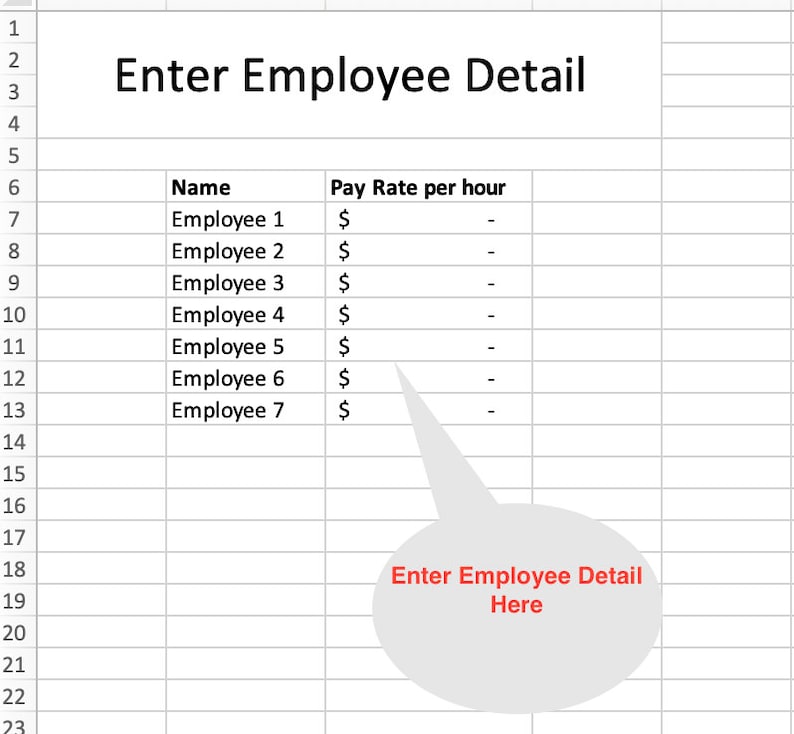 Employee Time and Wage Tracker Excel Spreadsheet - Simple, Easy ...