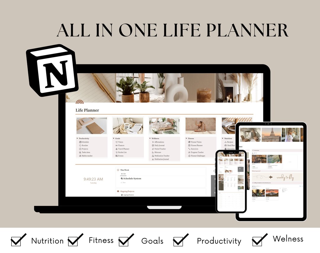 Notion Template Life Planner, All in One Notion Template Dashboard ...