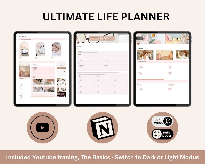 Notion Life Planner Template Notion Dashboard that Girl Aesthetic Notion Template Habit Tracker ...