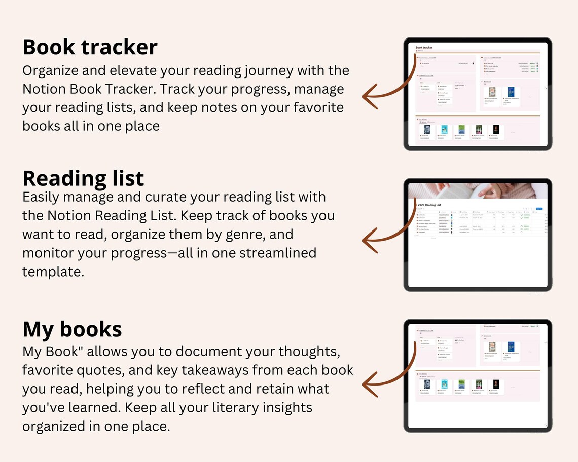 Reading Journal Notion Template Book Tracker Notion Dashboard for Books Digital Reading Planner ...