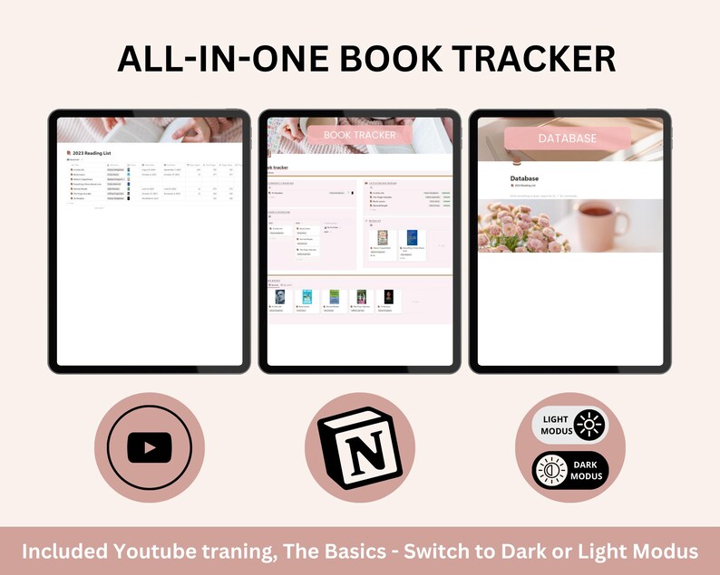 Reading Journal Notion Template Book Tracker Notion Dashboard for Books Digital Reading Planner ...