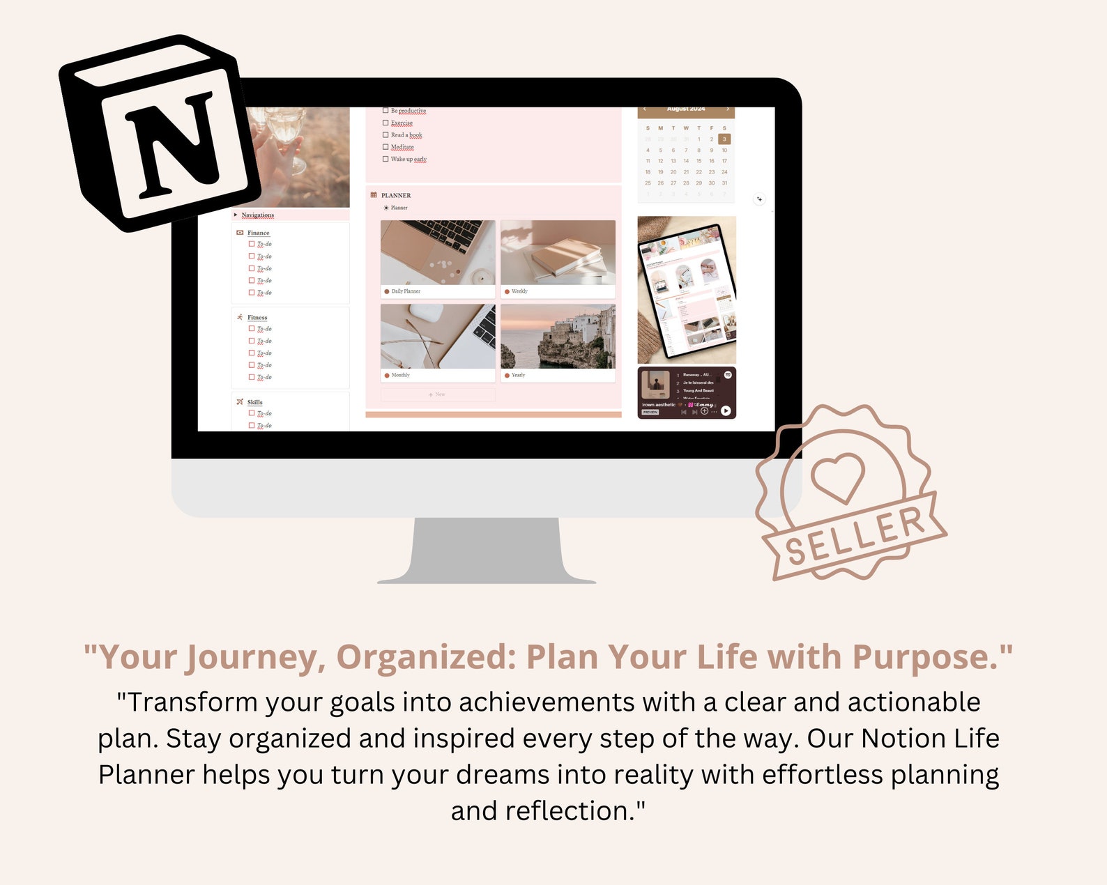 Notion Life Planner Template Notion Dashboard that Girl Aesthetic ...