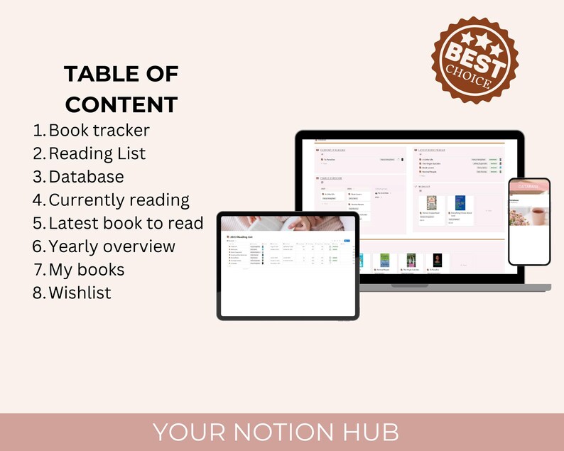 Reading Journal Notion Template Book Tracker Notion Dashboard for Books Digital Reading Planner ...