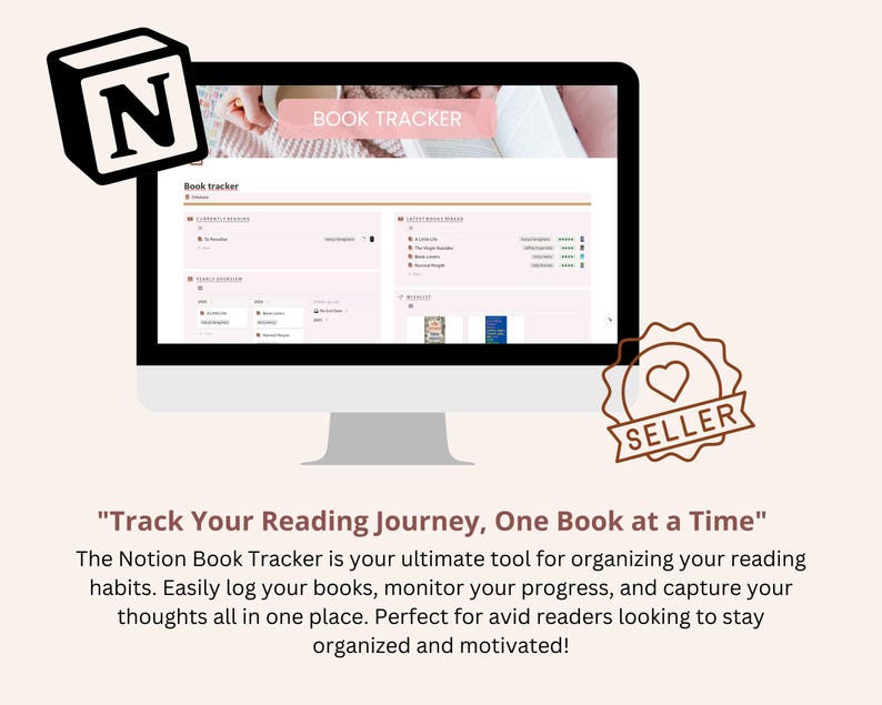 Reading Journal Notion Template Book Tracker Notion Dashboard for Books Digital Reading Planner ...