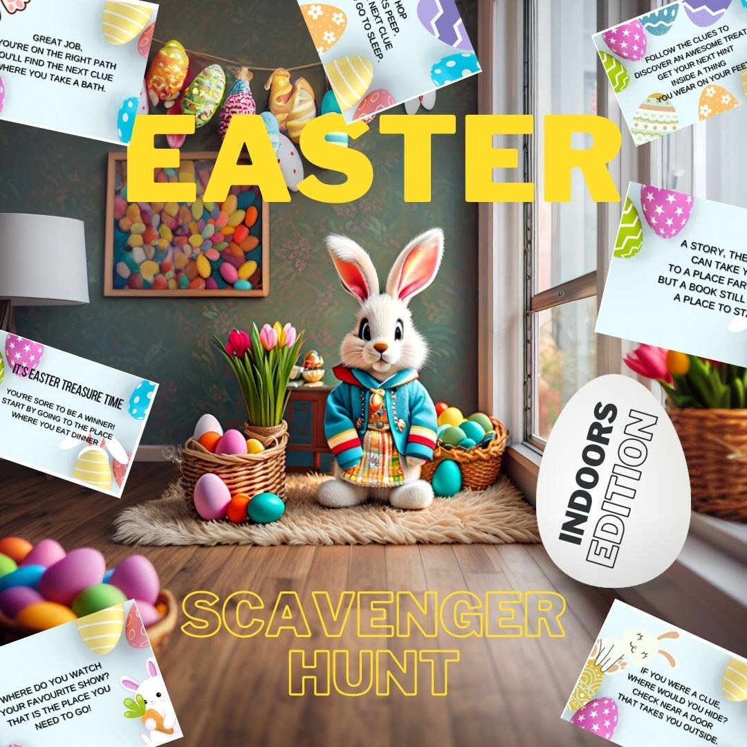 Indoor Easter Egg Hunt Clues Treasure Hunt for Kids Scavenger Hunt Fun ...