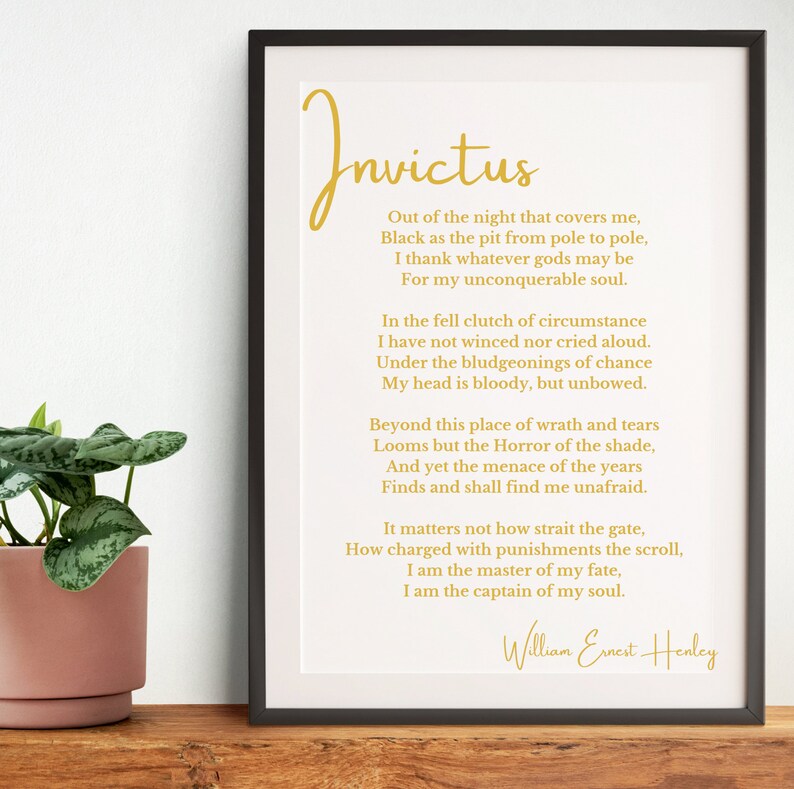 Printable Invictus Poem, Invictus Poem by William Ernest Henley ...