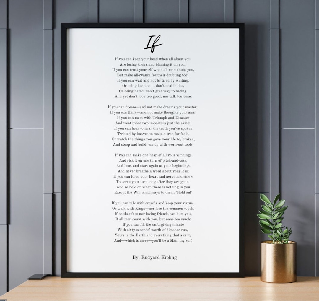 If Poem Print by Rudyard Kipling, If Printable Poster Minimalist Font ...