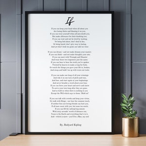 If Poem Print by Rudyard Kipling, If Printable Poster Minimalist Font ...