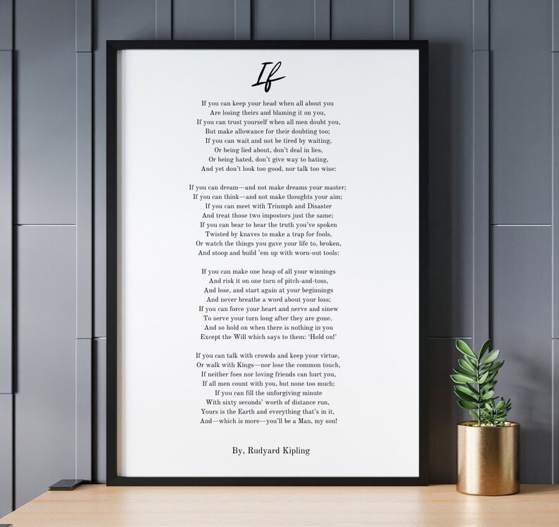 If Poem Print by Rudyard Kipling, If Printable Poster Minimalist Font ...