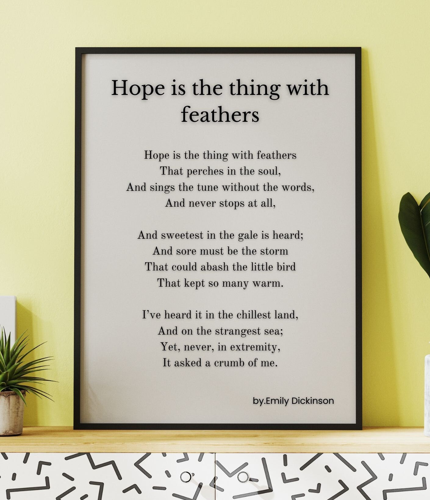 Hope is the Thing With Feathers Poem Print by Emily Dickinson ...