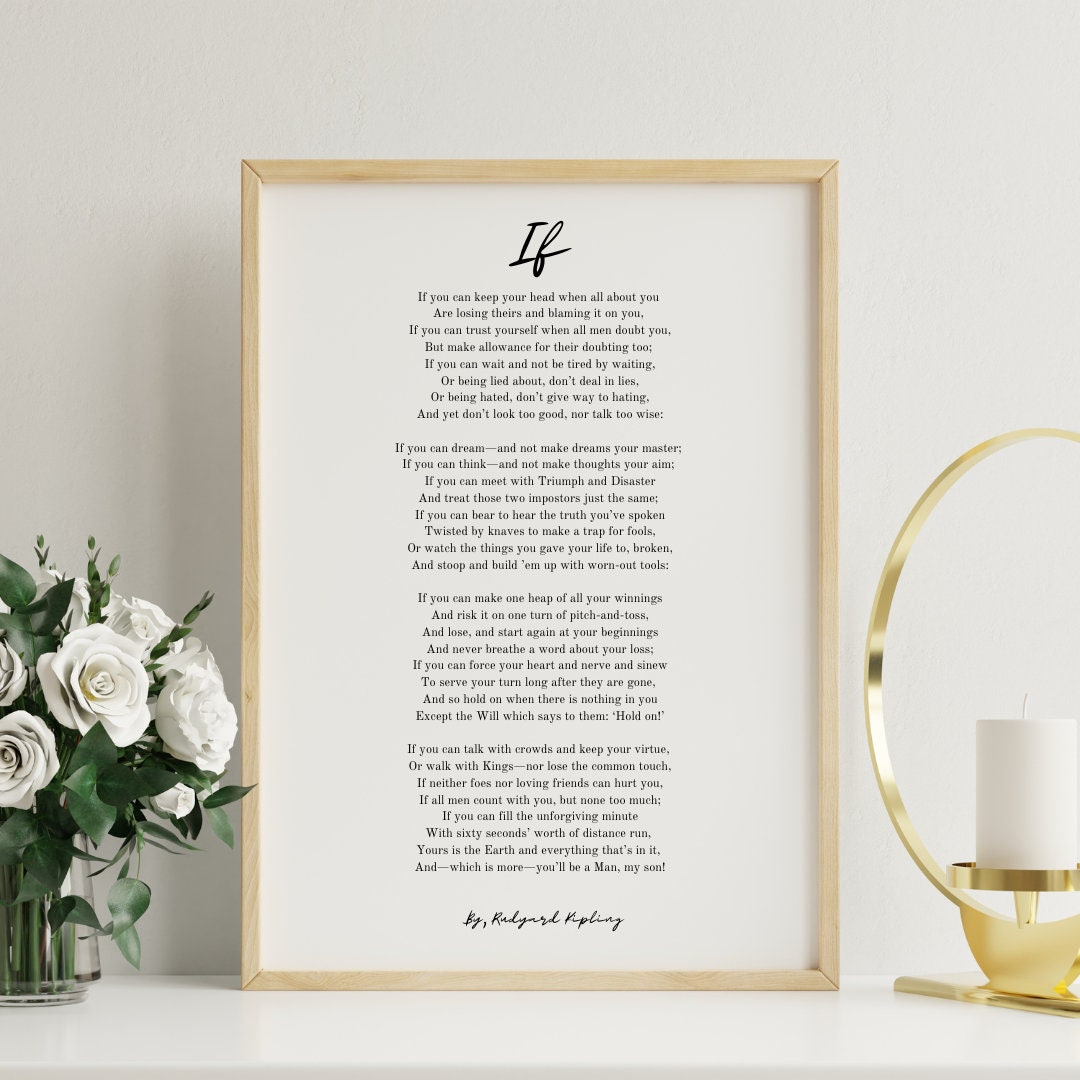 If Poem Print by Rudyard Kipling, If Printable Poster Minimalist Font ...