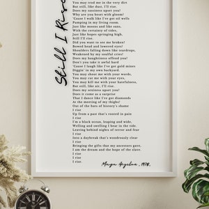 Maya Angelou Poem Print Still I Rise Quote Print and Still Like Dust I ...
