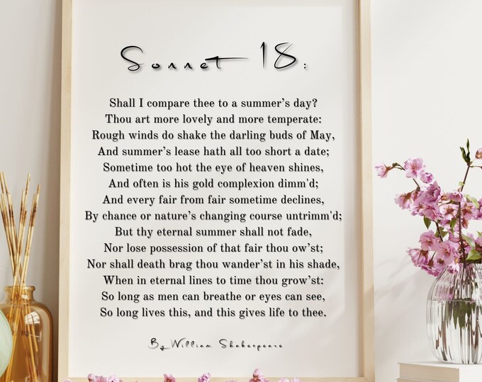 William Shakespeare Sonnet 18 Poem Art Print - Etsy Canada