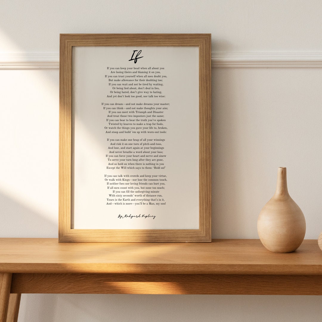 If Poem Print by Rudyard Kipling, If Printable Poster Minimalist Font ...