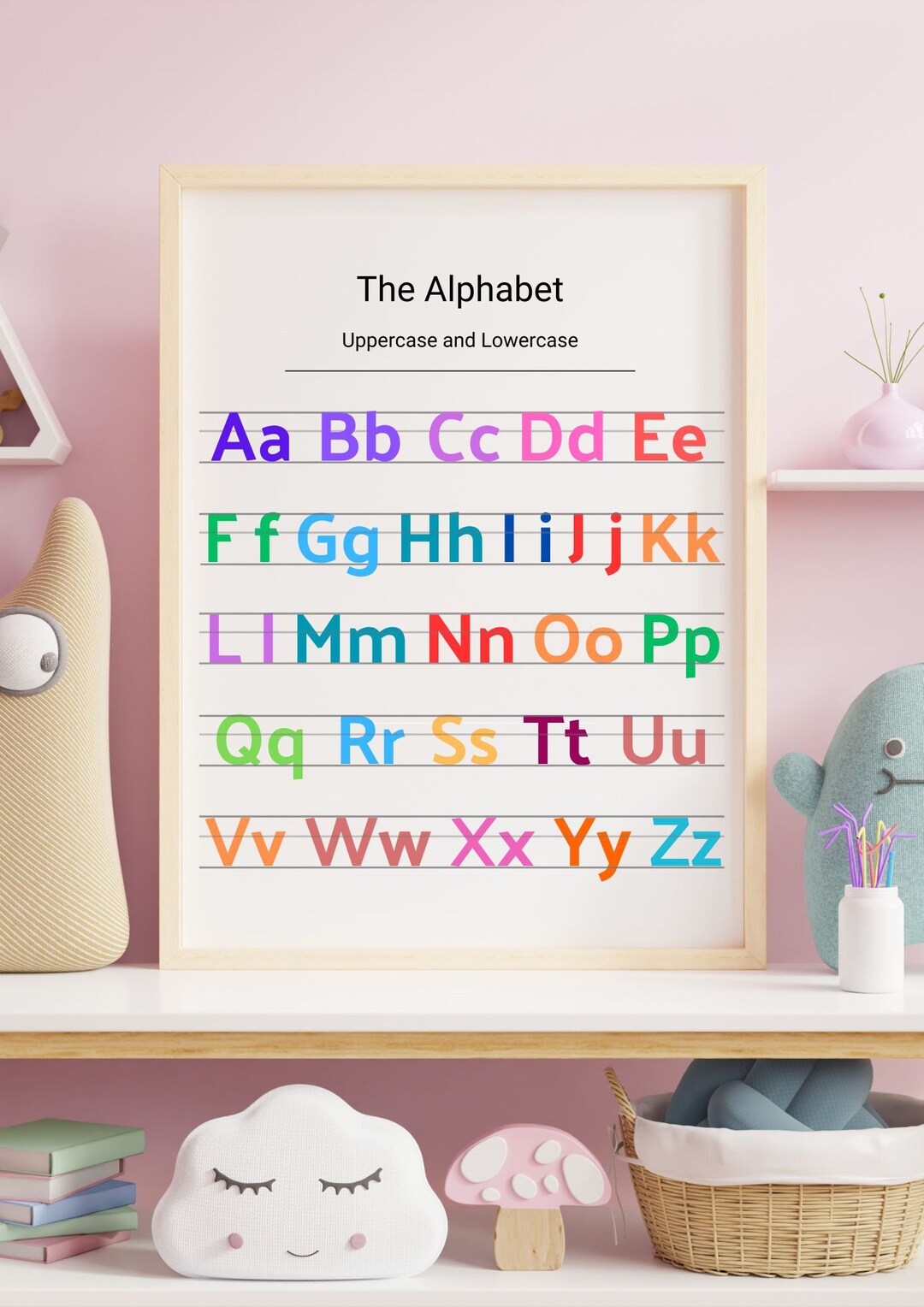 Rainbow Alphabet Poster, Handwriting Chart Print, Educational Wall Art ...