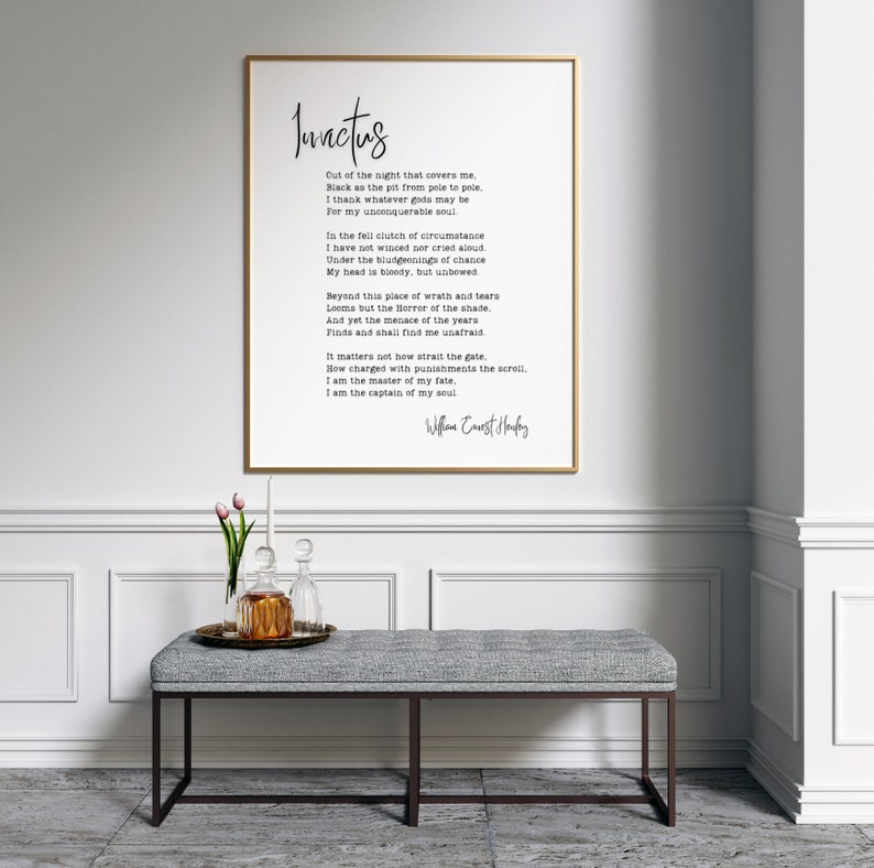 Invictus Poem Sign. William Ernest Henley. Motivational Quote. Home ...