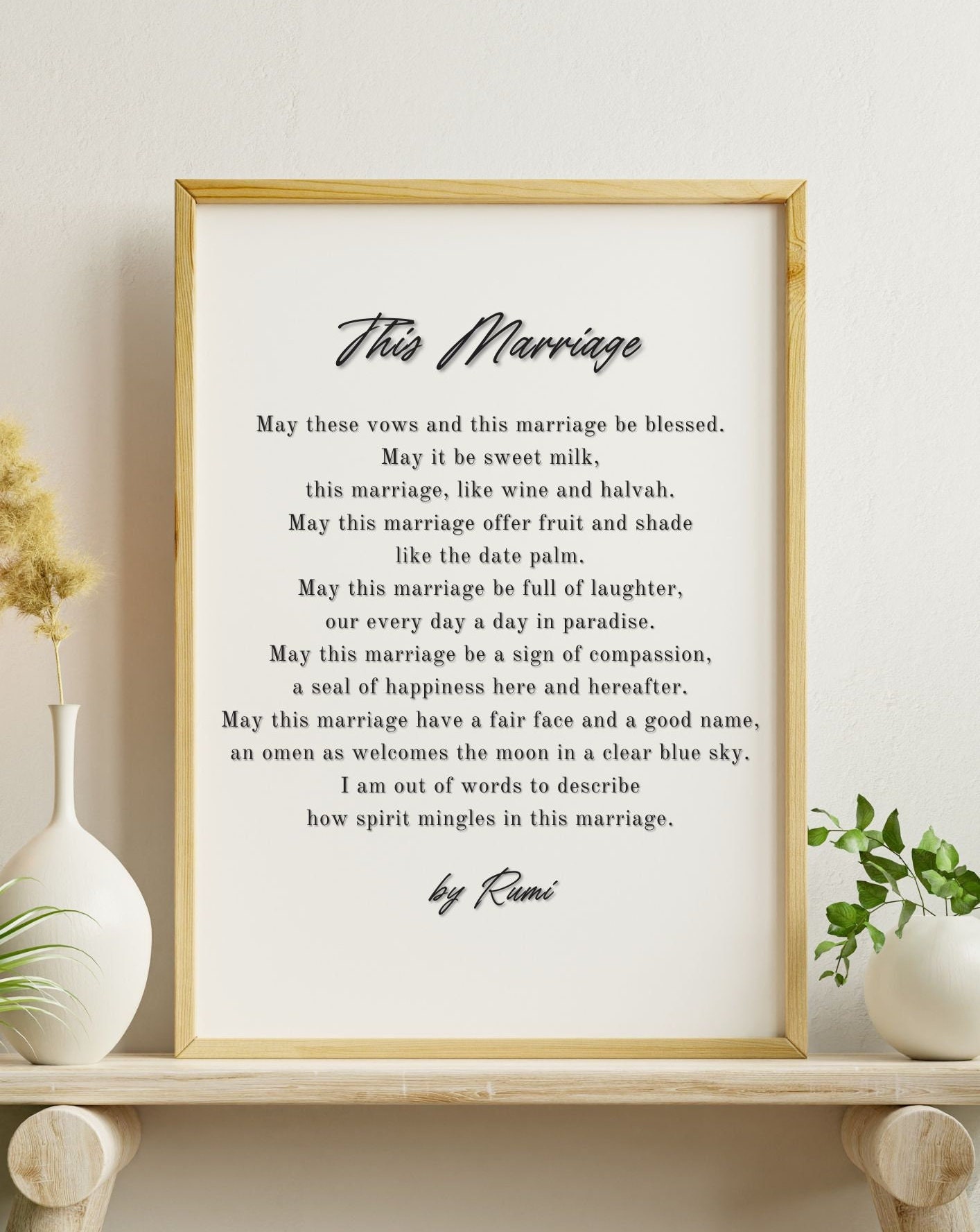 RUMI Marriage Poem Gift, Wedding Print, Love Poem Engagement Gift Idea ...