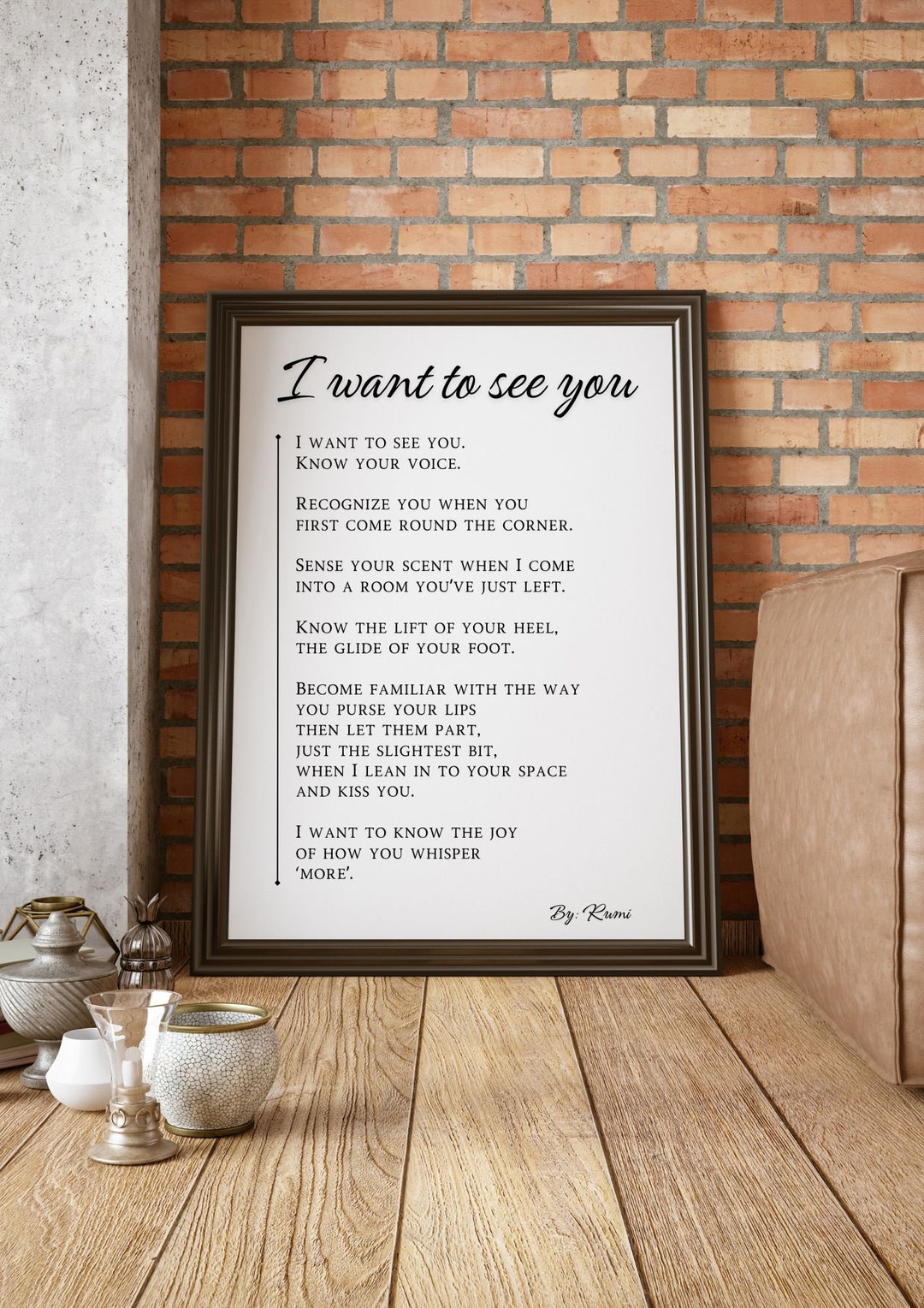 Love Poem I Want to See You Poem by Rumi Poster Print Deep Love ...