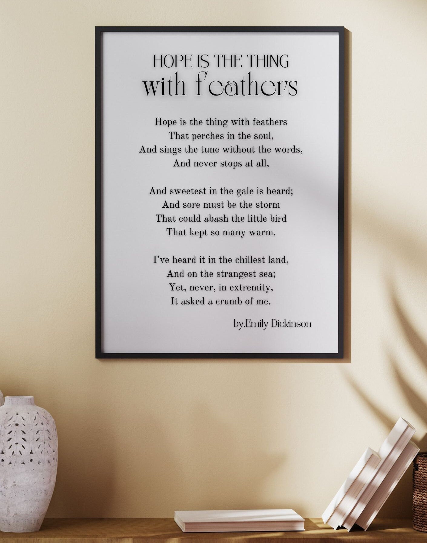Hope is the Thing With Feathers Poem Print by Emily Dickinson ...