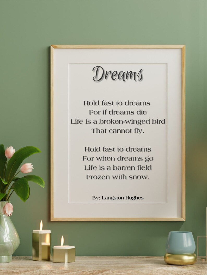 Dreams Poem by Langston Hughes Poetry Art Print Quote Printable Poster ...